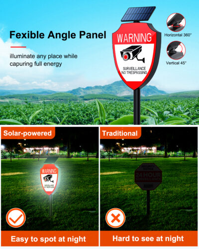 BNT Solar Security Sign, Private Property No Trespassing Signs, Easy ...